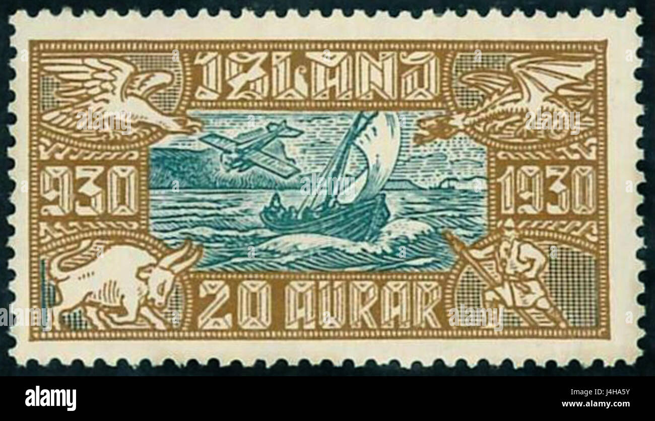 This 1930 Icelandic stamp, listed as Michel catalog number 143, is part ...