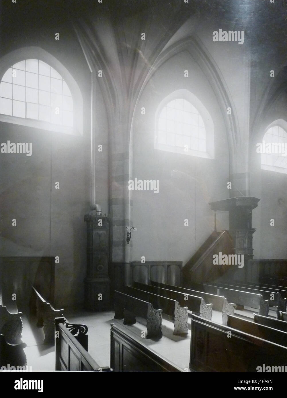 This interior view of St. Martin Church in Chur, Switzerland ...