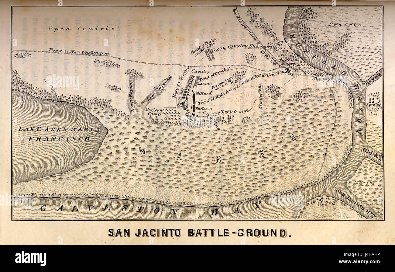 San jacinto battle map2 1500 Stock Photo - Alamy