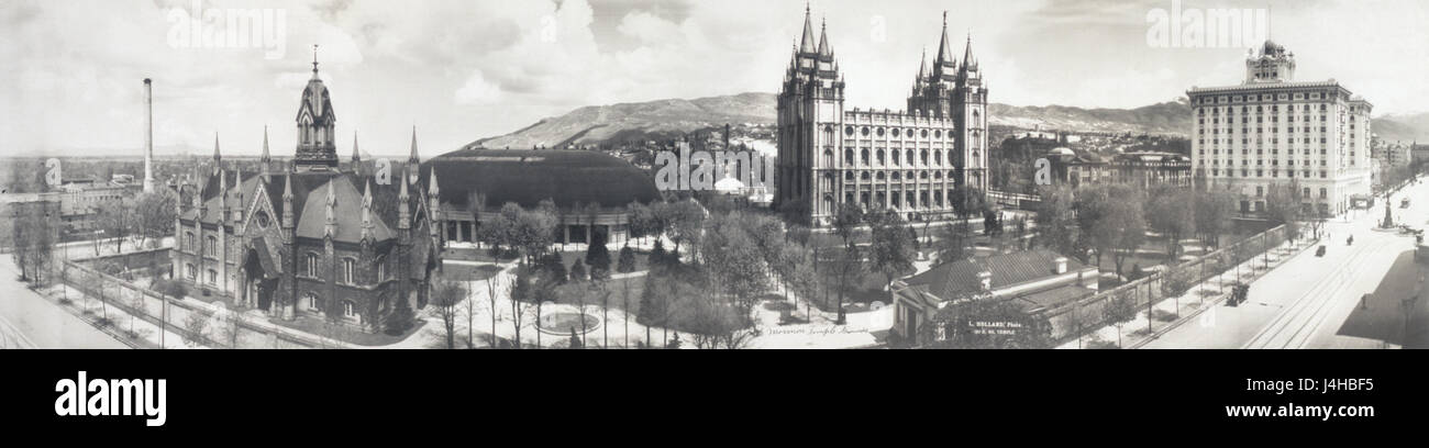 The 1912 panorama of Temple Square in Salt Lake City captures the ...