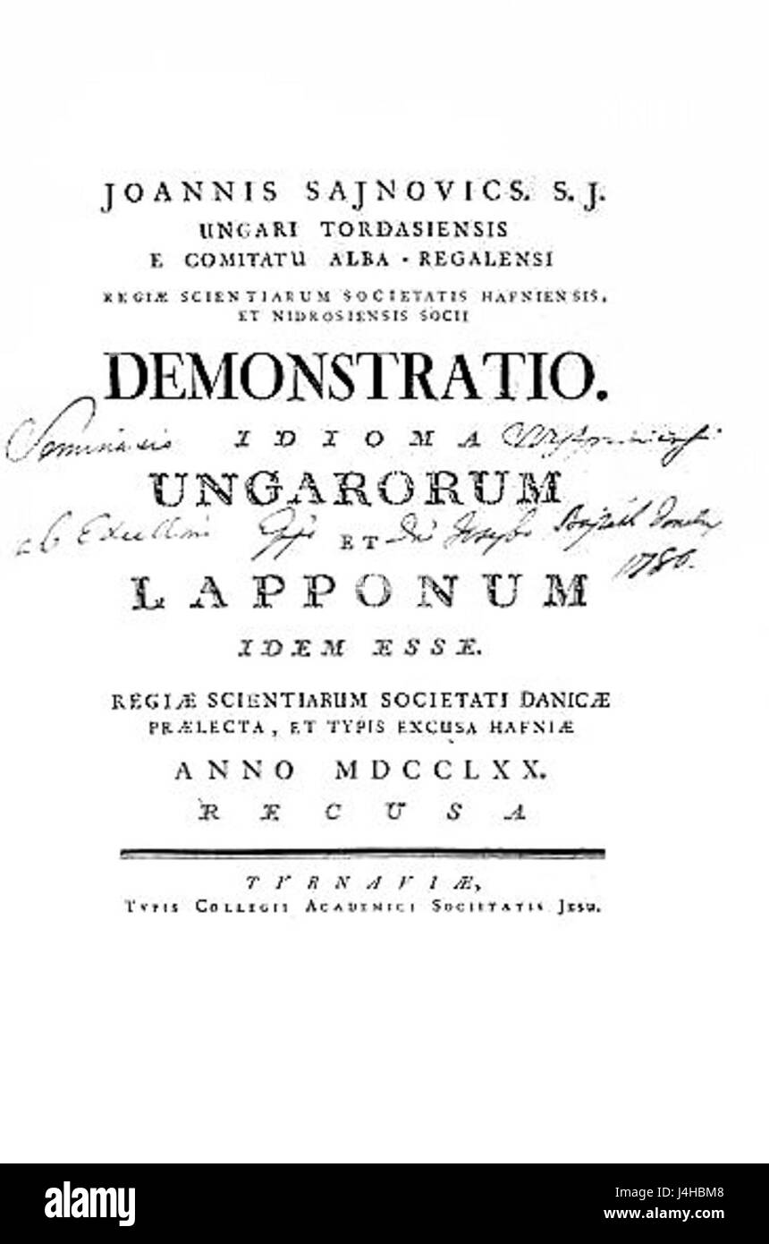 Sajnovics Demonstratio is a scholarly work by BÃ¡lint Sajnovics ...