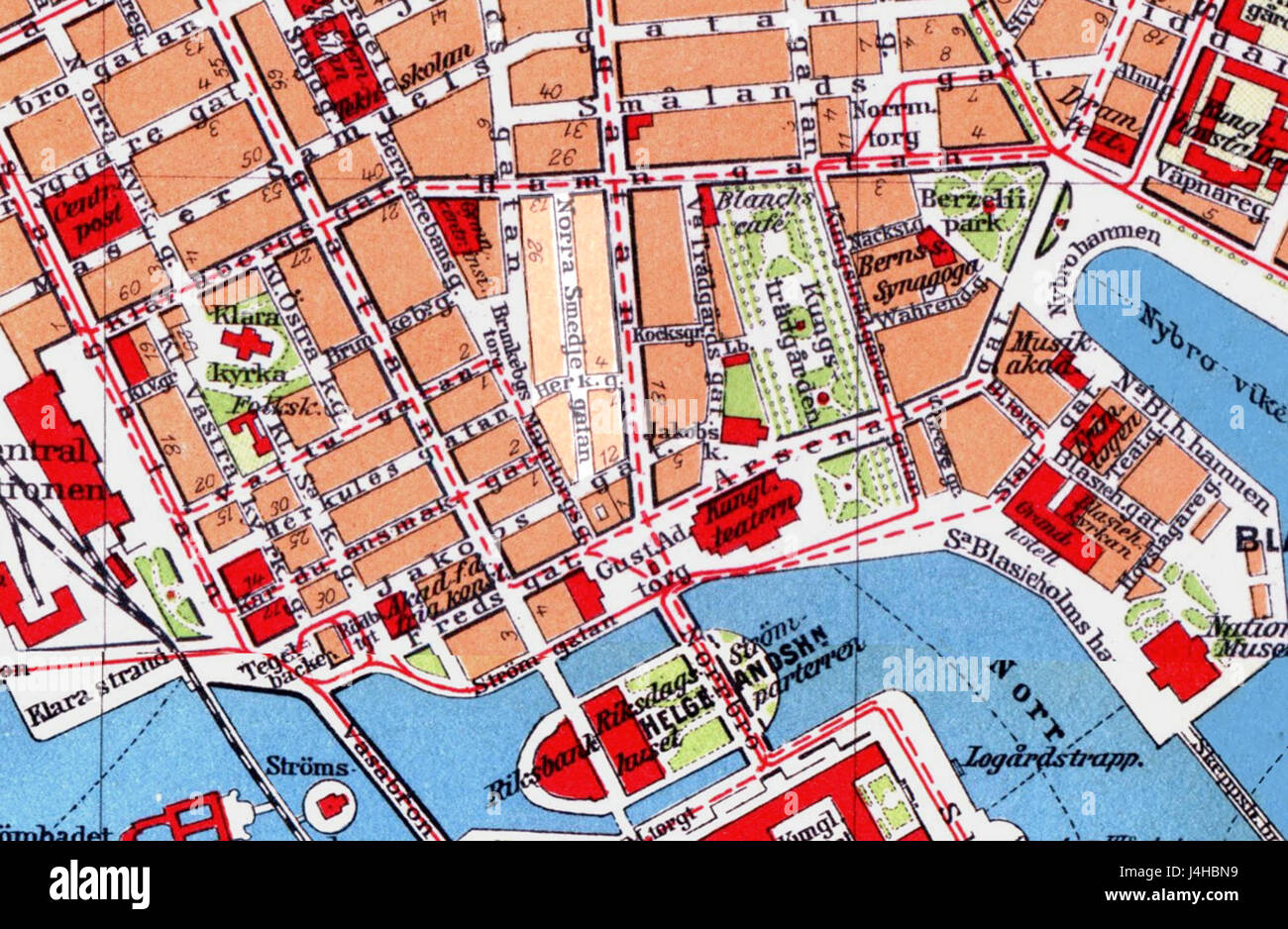 A map of Stockholm from 1928, showing the city's layout and development ...