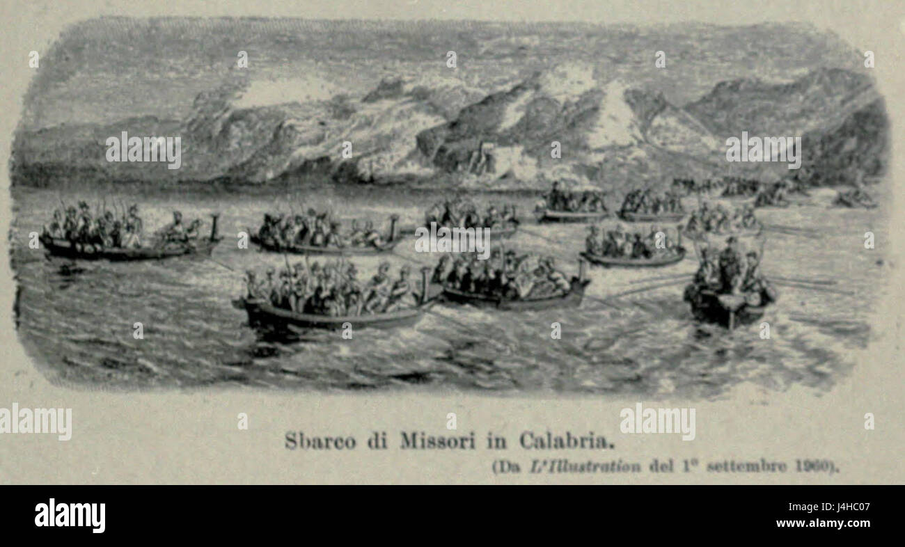 Sbarco di Missori in Calabria depicts a historical scene of the landing ...