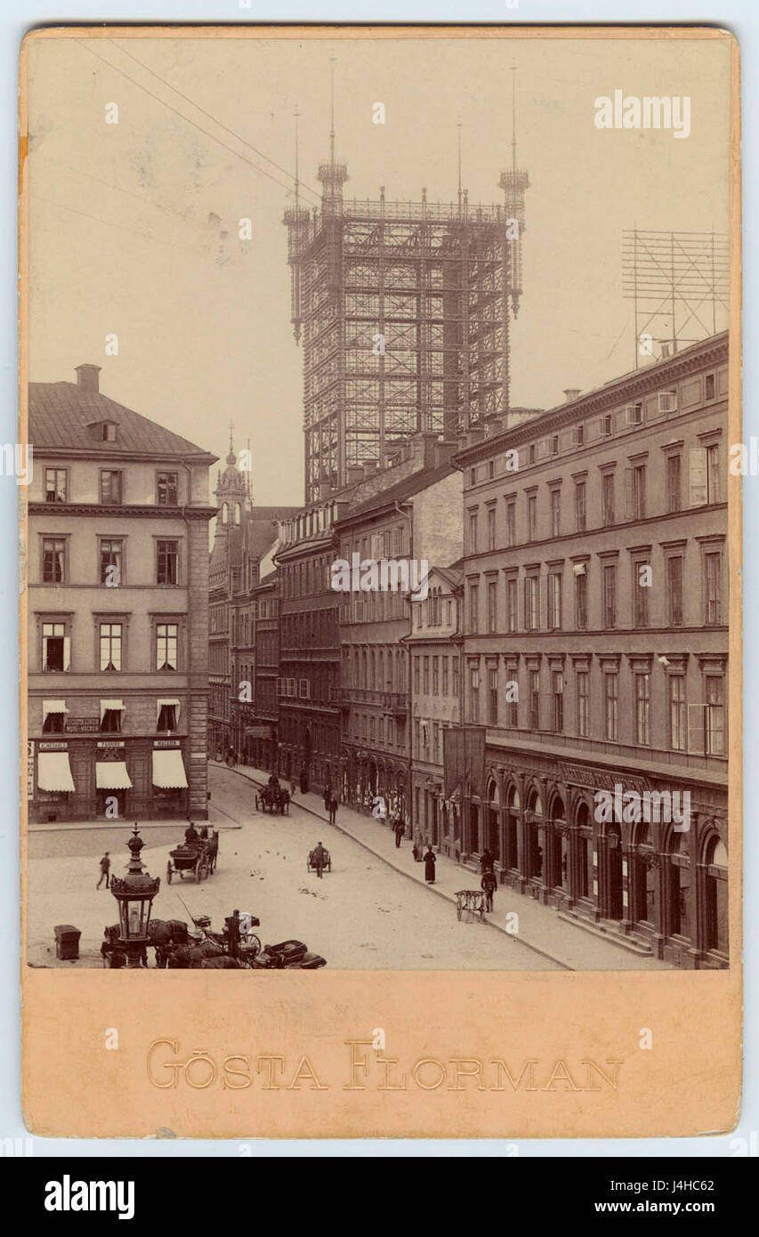 Stockholm, Brunkebergstorg med telefontornet 1891 Nordiska Museet NMA ...