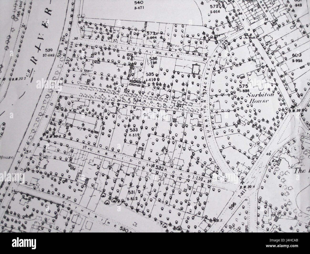 This is an Ordnance Survey map from 1865 showing the layout of Surbiton ...