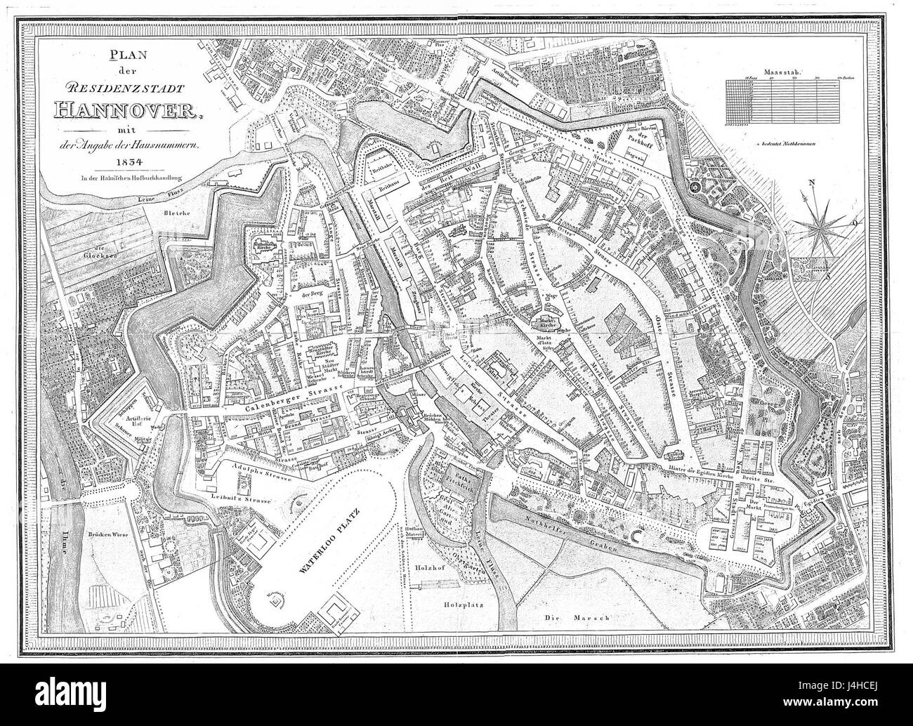 A detailed 1835 city map (Stadtplan) showcasing the urban layout and ...