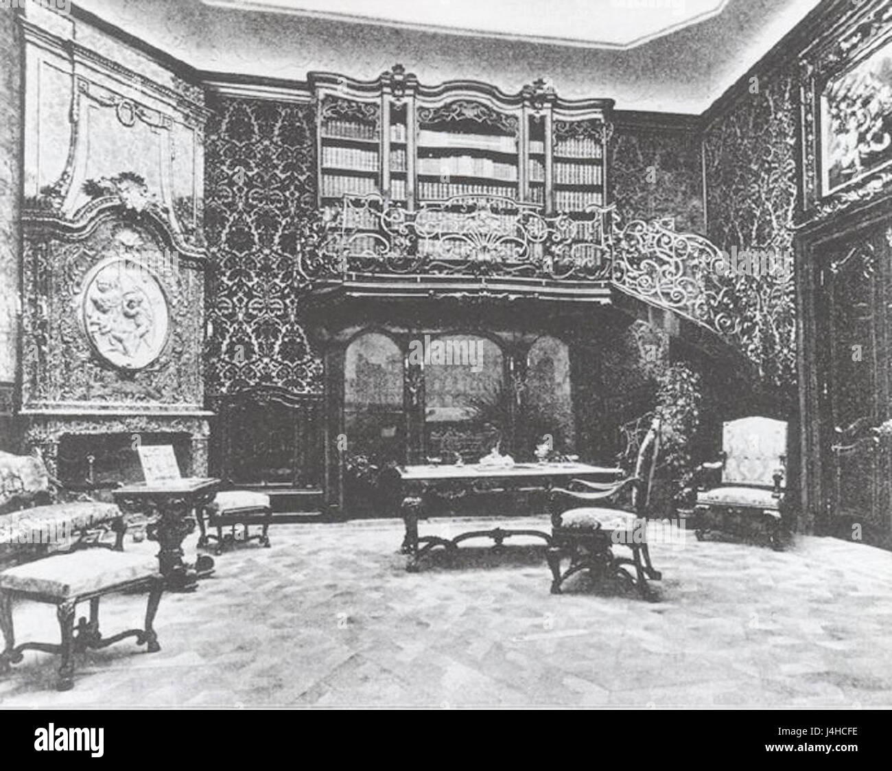 Sandor Jaray library Viennese baroque style 1902 Stock Photo - Alamy