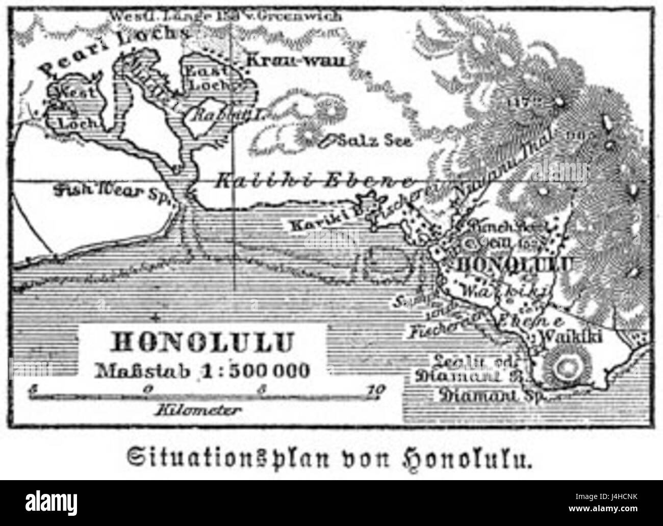 Vintage map of honolulu hi-res stock photography and images - Alamy