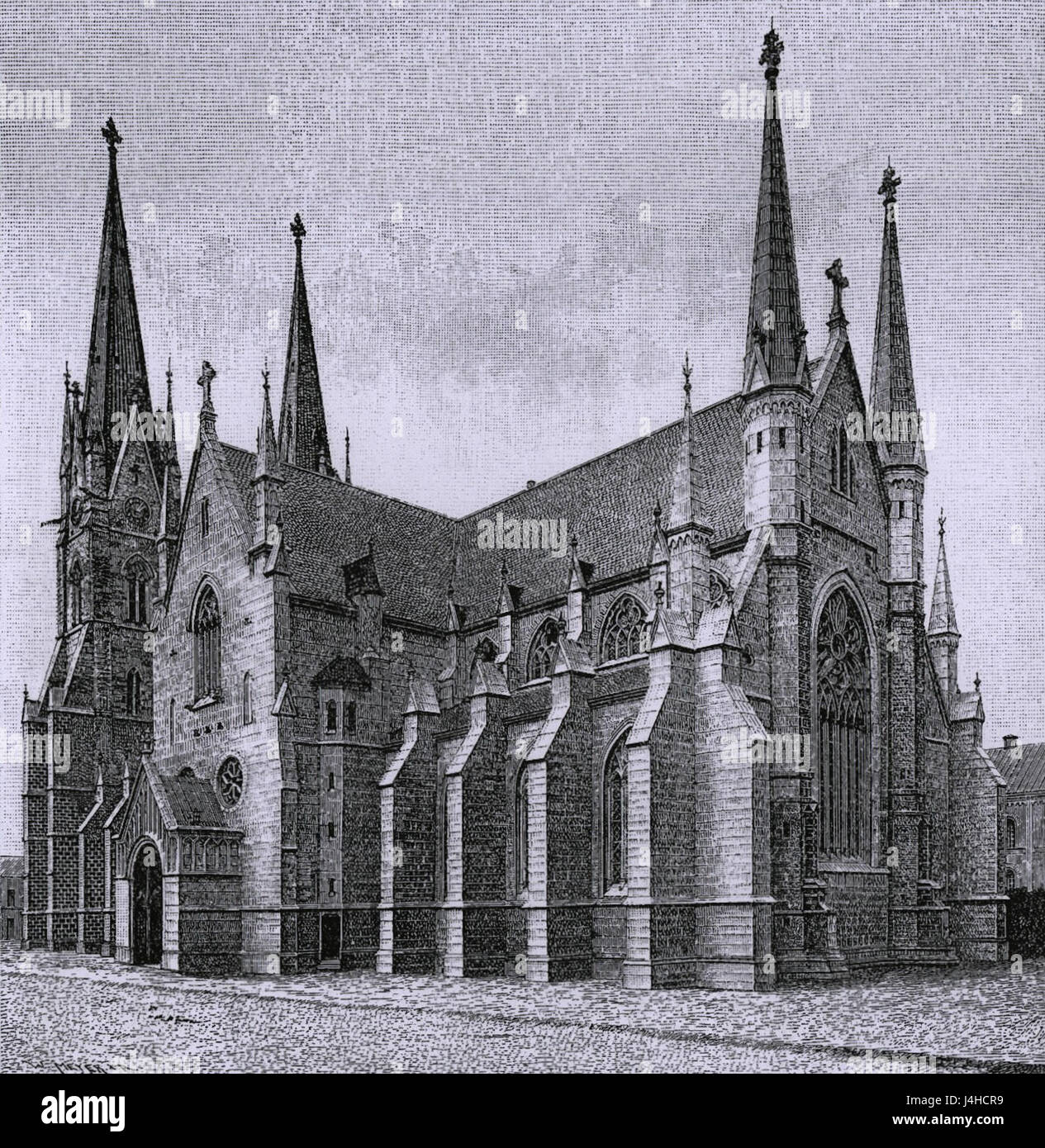 Skara domkyrka 1894c refers to the Skara Cathedral in Sweden, dating ...
