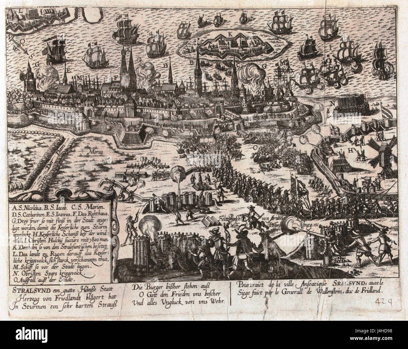 This image depicts Stralsund, a historic town in Germany, in the year ...