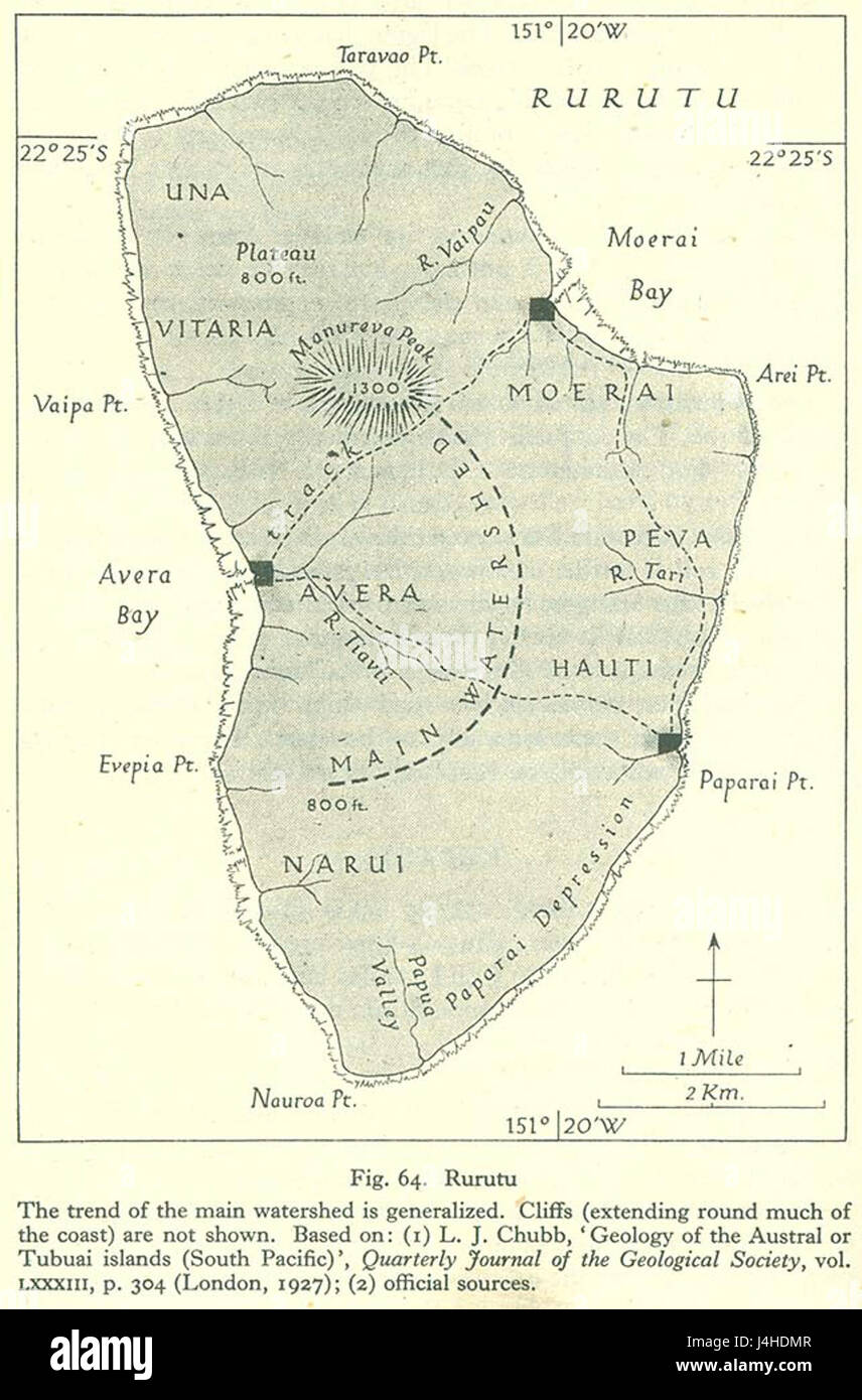 The Rurutu map depicts the location and geography of Rurutu, an island ...