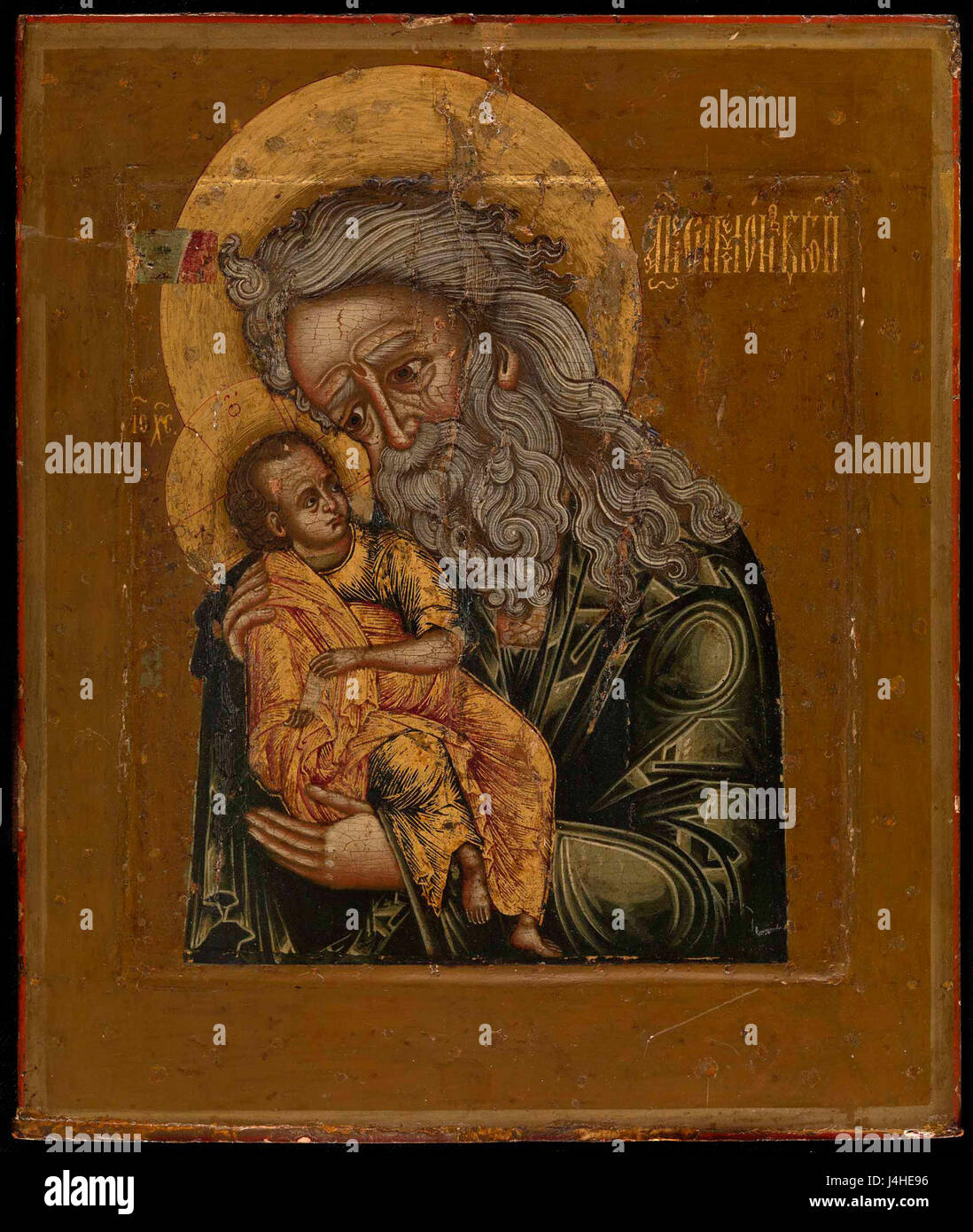 Simeon the God Receiver, Old Believer (c.1800, priv.coll Stock Photo ...