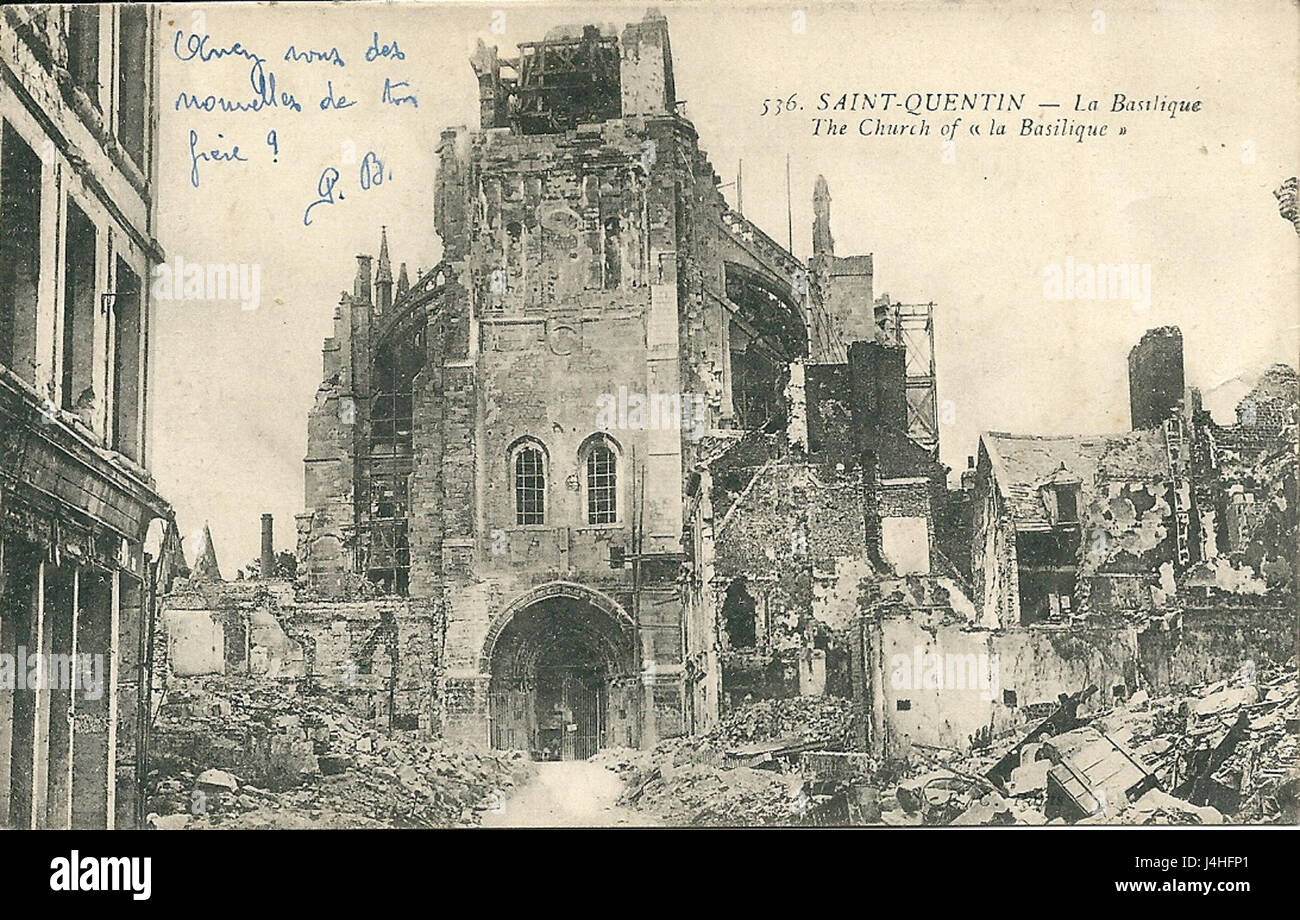 A historical image of the Basilica of Saint Quentin, a significant ...