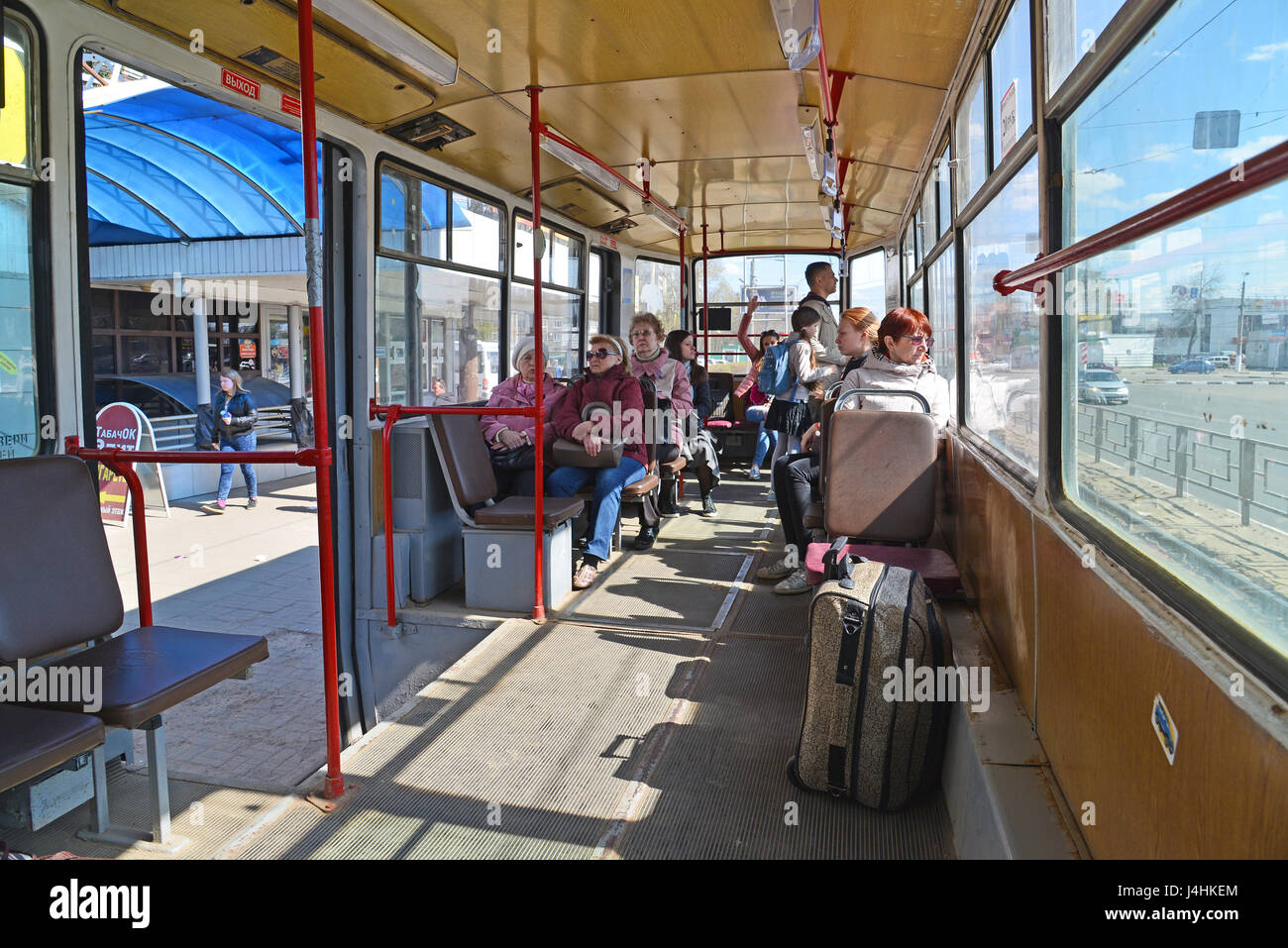 Tver, russia - may 07.2017 Passengers in a tram 5 route Stock Photo - Alamy