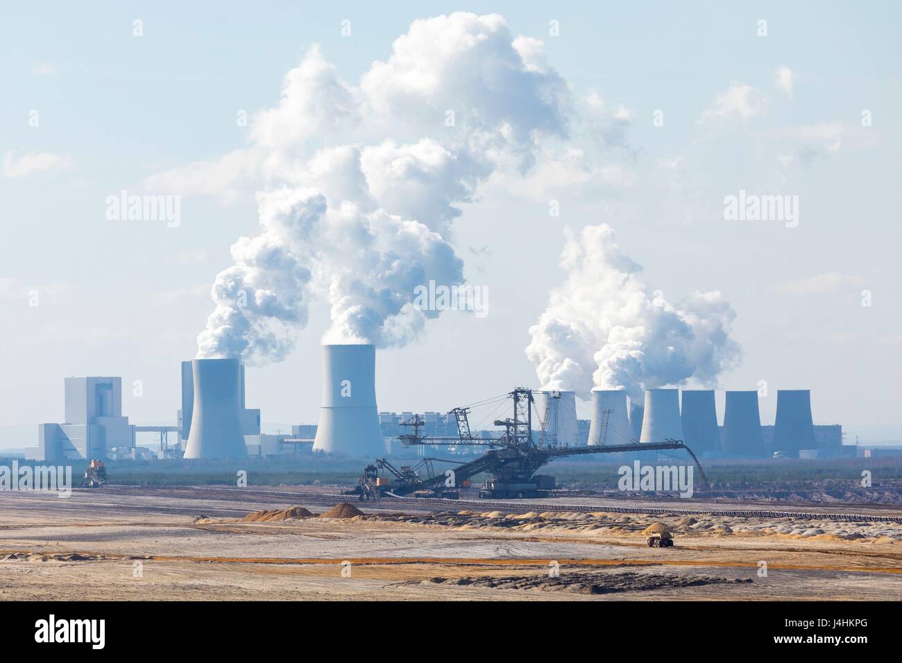 Boxberg power plant with Nochten open brown coal pit, 24 Mar 2017 ...