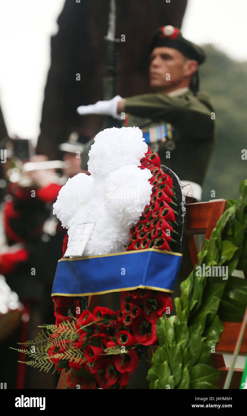 The wreath laid by the Prince of Wales at the Cross of Sacrifice in ...