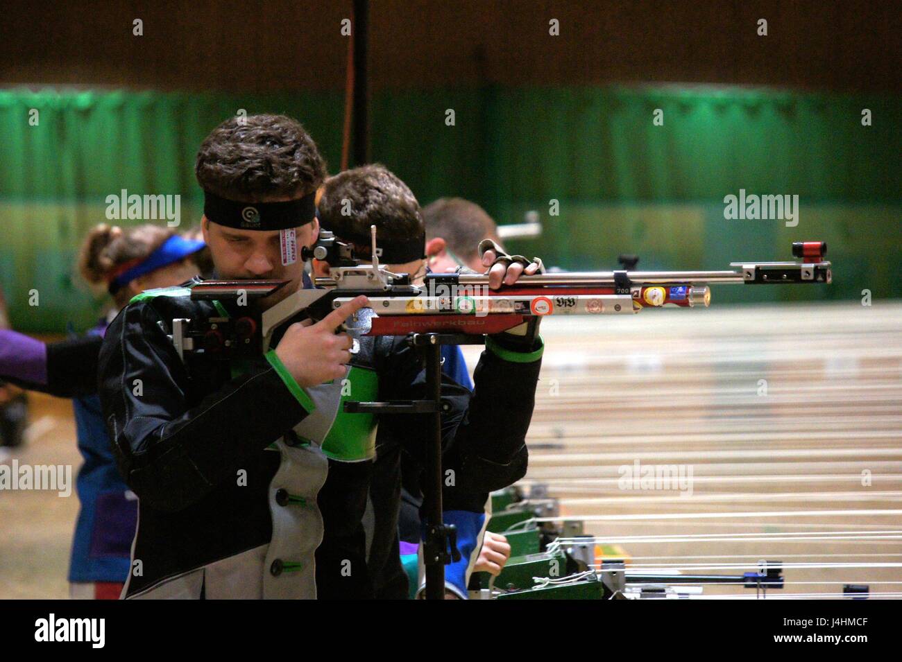 60. German shooters day Frankfurt 2017. Königsschießen. Preparation of ...