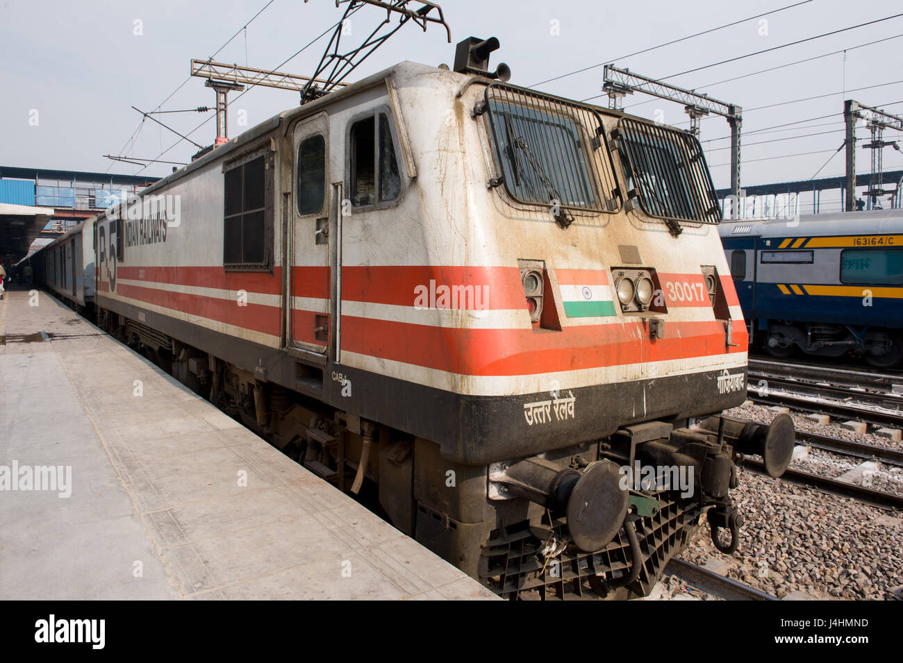 Indian Railway trains arrive at a train station in New Delhi. India ...