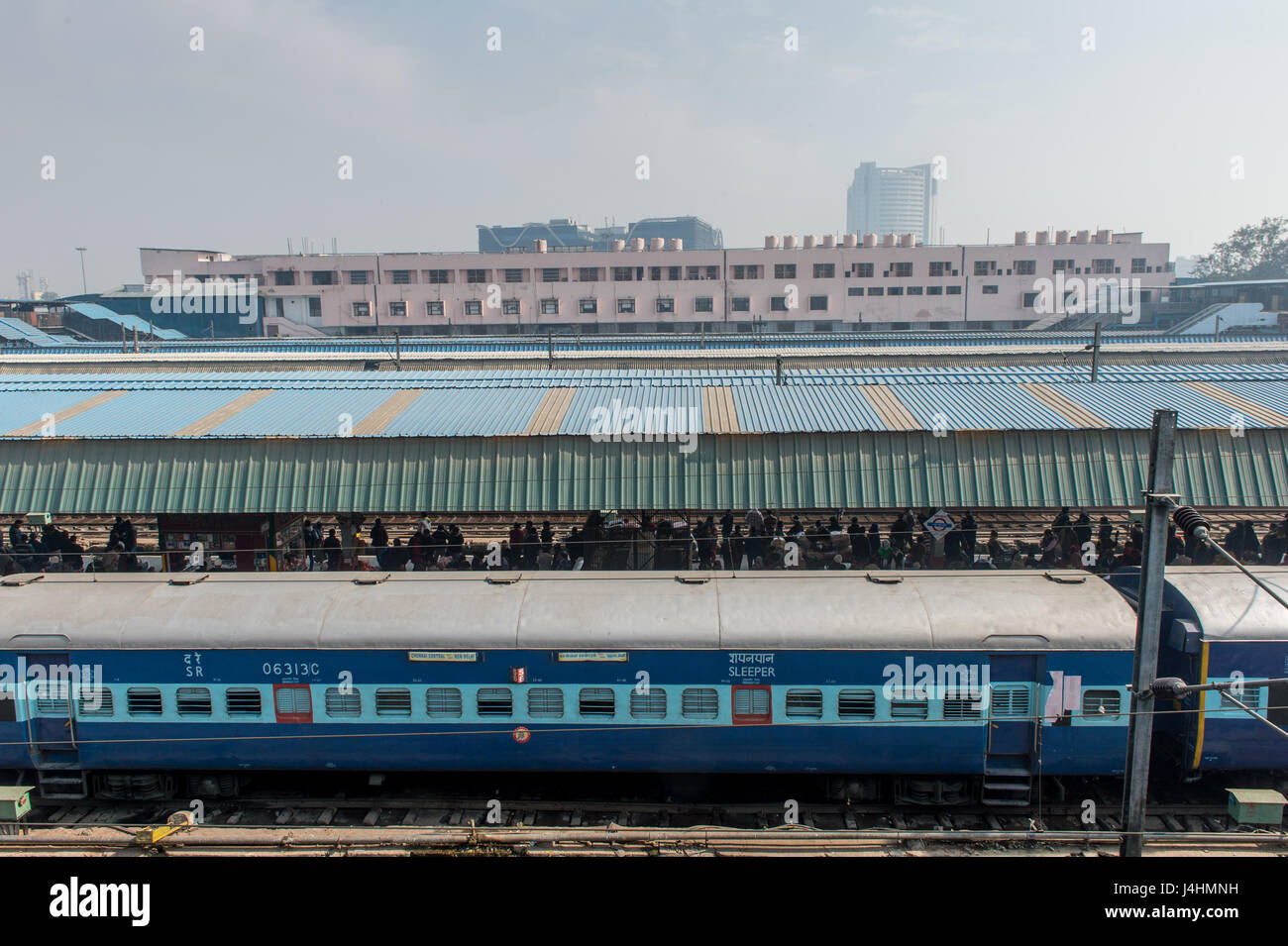 Indian Railway trains arrive at a train station in New Delhi. India ...