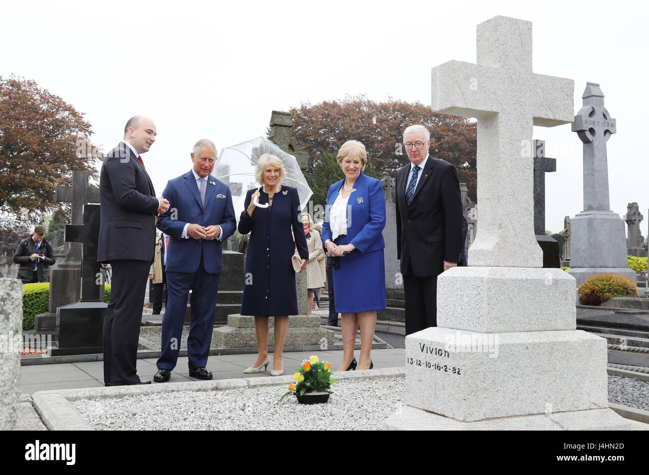 (Left-right) Conor Dodd shows the Prince of Wales, the Duchess of ...