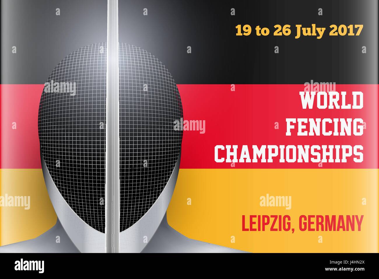 Fencing Helmet on German Flag Background. Event poster of Fencing ...