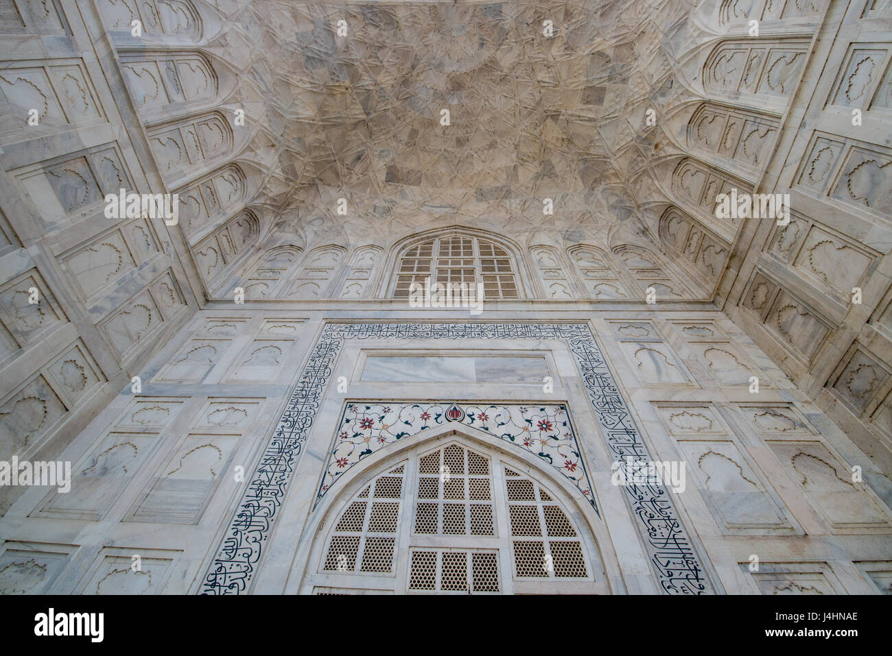 Architectural and traditional details on the base of the Taj Mahal tomb ...