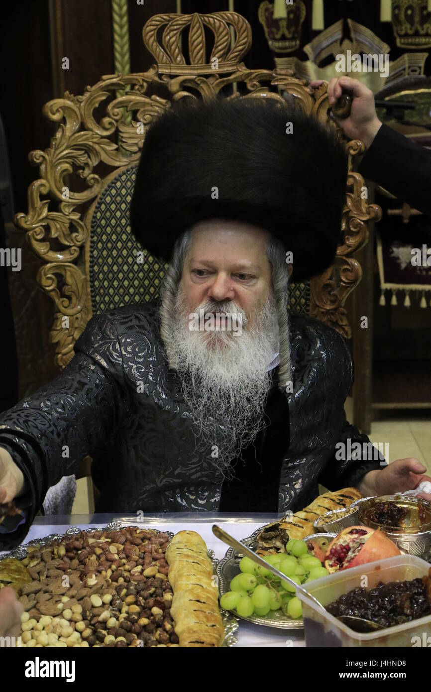 Israel, Bnei Brak, Rabbi Meir Rosenbaum presides over the Tu B'shvat ...