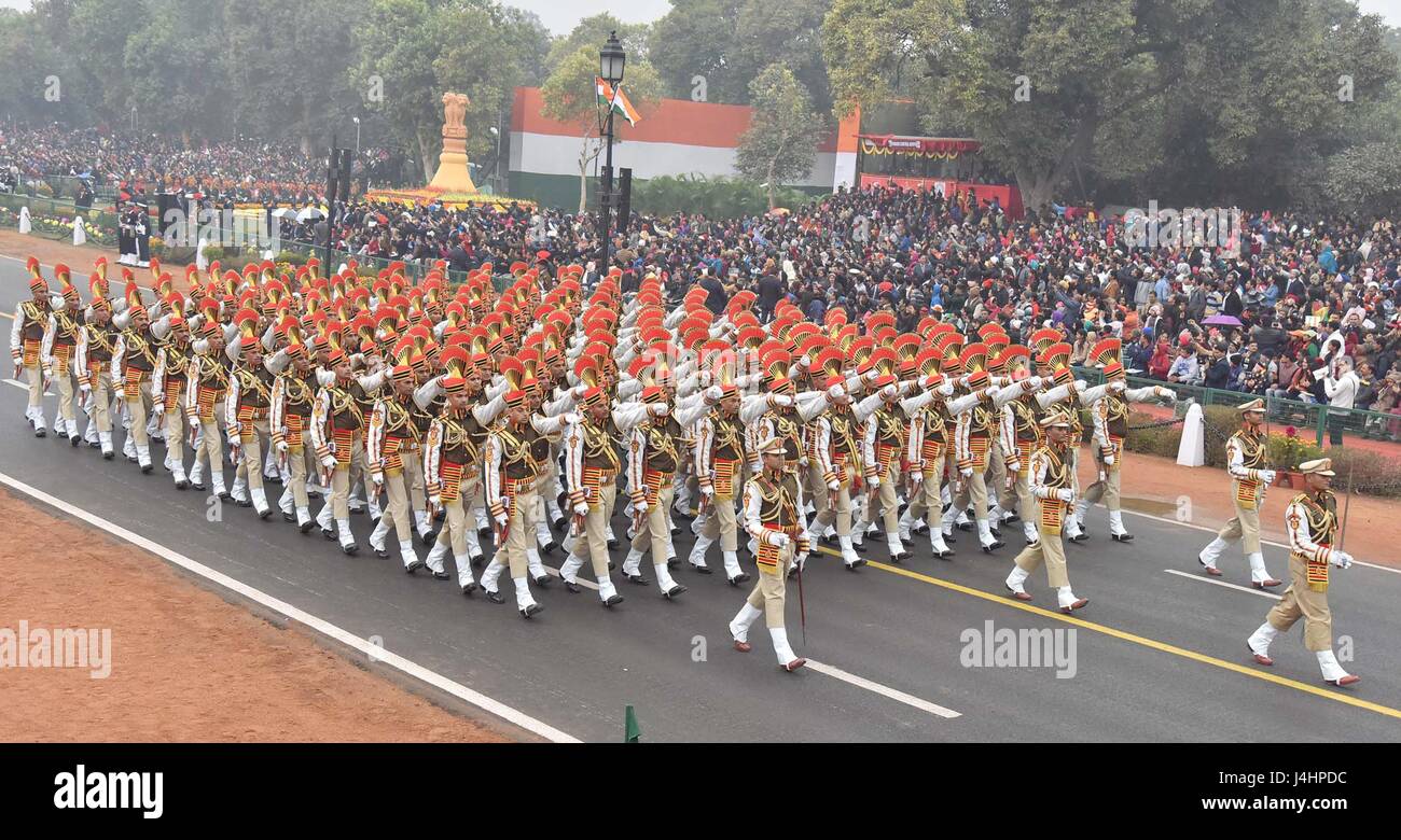 The Indian Delhi Police Marching Contingent pass through the Rajpath ...