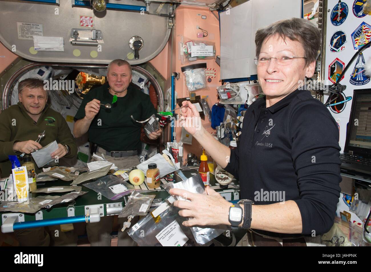 NASA International Space Station Expedition 50 prime crew members (L-R ...