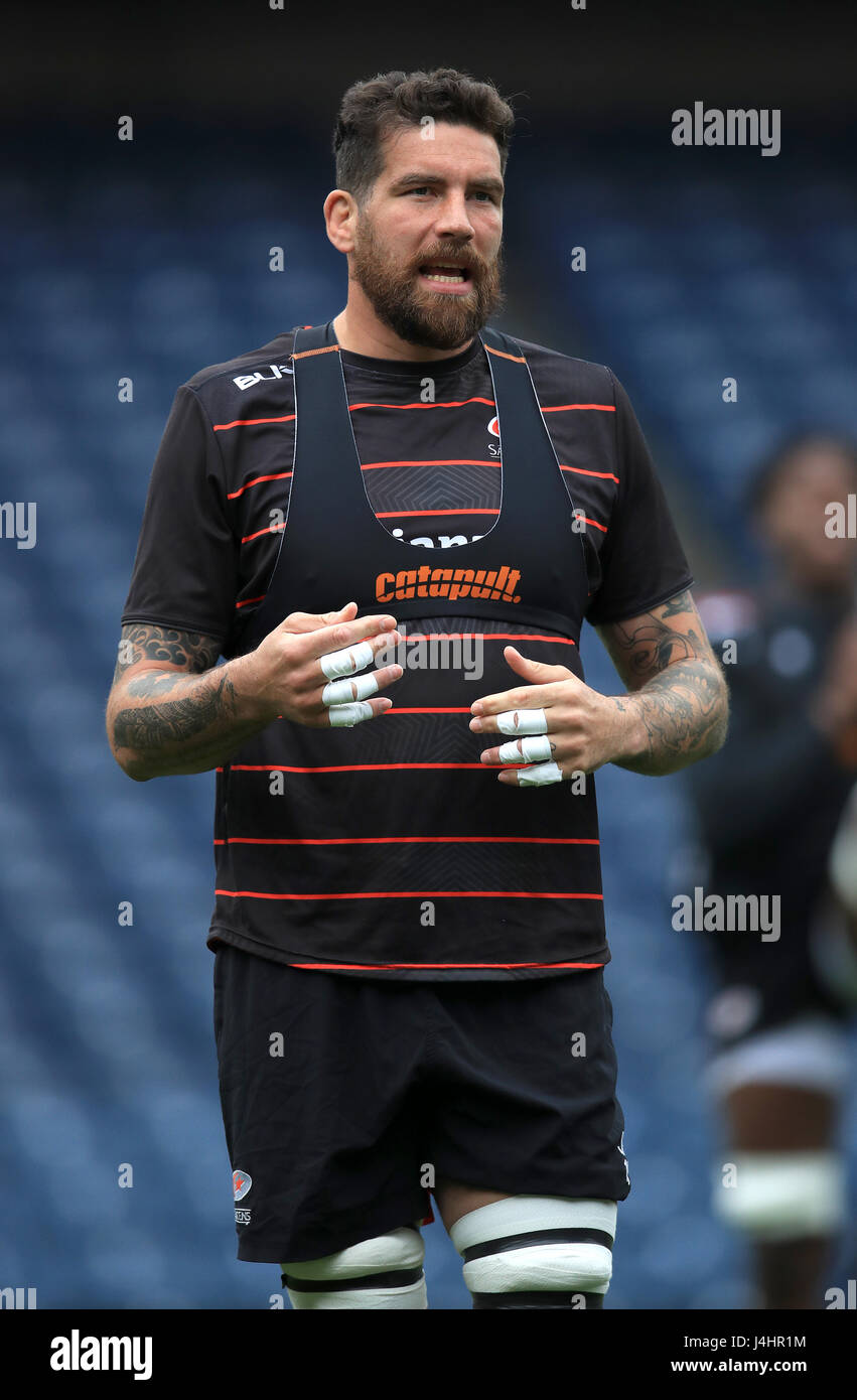 Saracens' Jim Hamilton during the captain's run at BT Murrayfield ...