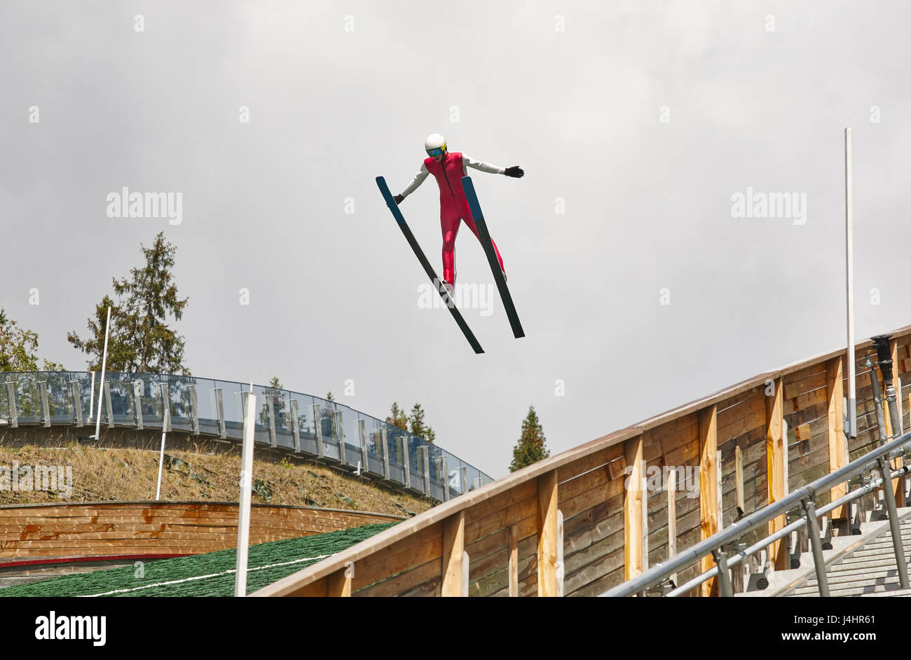 Ski jump. Artificial track. Sport background. Norwegian summer ...