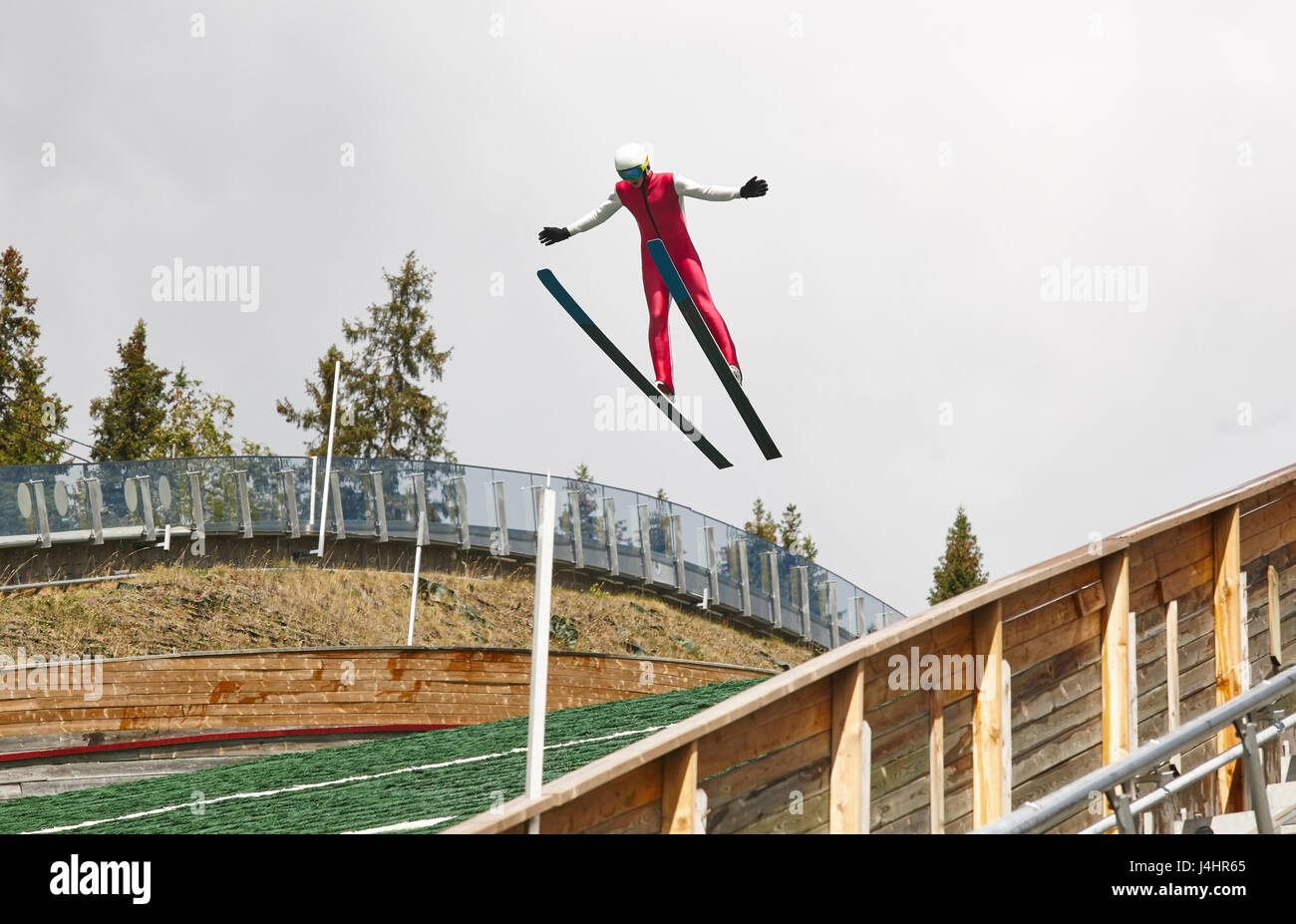 Ski jump. Artificial track. Sport background. Norwegian summer ...