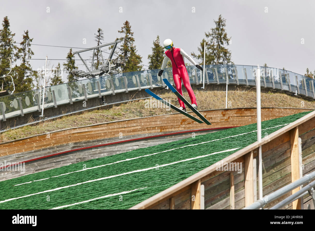 Ski jump. Artificial track. Sport background. Norwegian summer ...