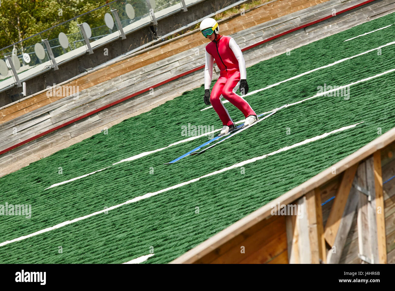Ski jump. Artificial track. Sport background. Norwegian summer ...
