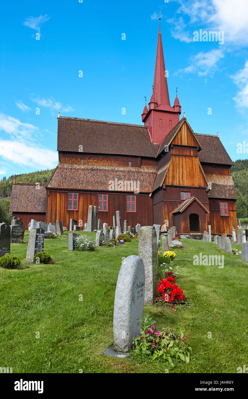 Traditional medieval norwegian stave church. Ringebu stavkyrkje. Travel ...