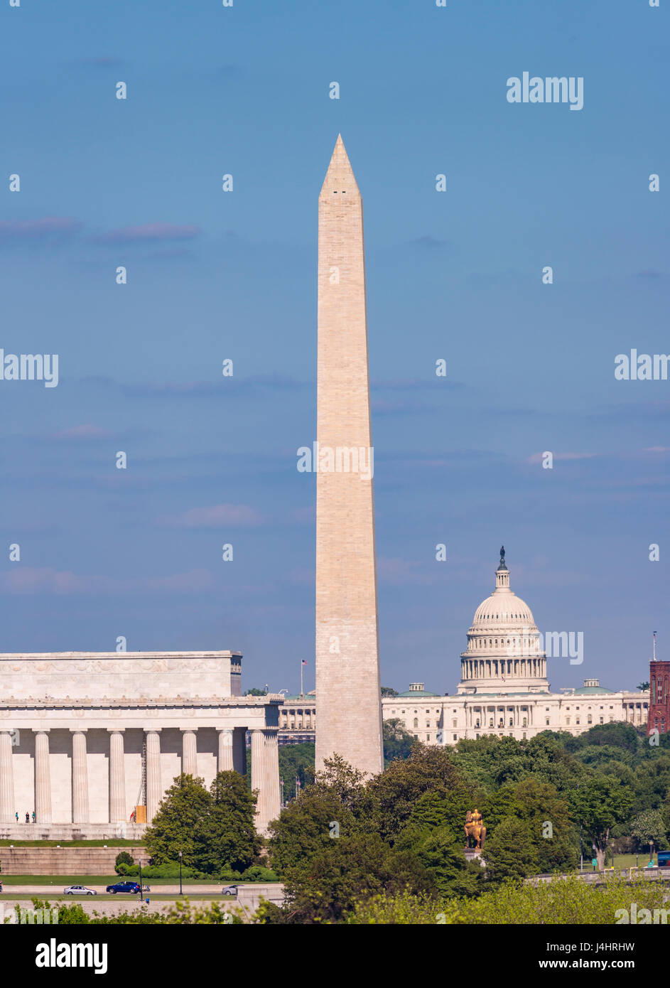 WASHINGTON, DC, USA - Skyline of Lincoln Memorial, Washington Monument ...