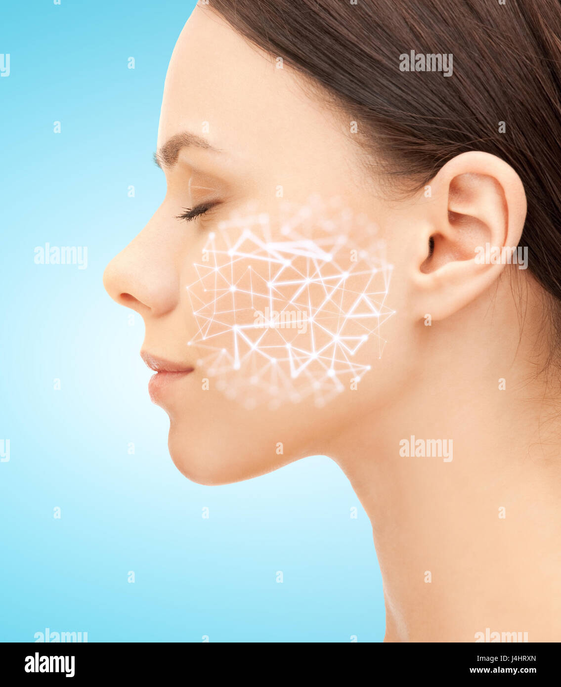 Woman face low poly projection hi-res stock photography and images - Alamy