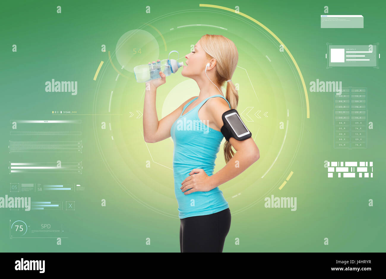 woman training drinking water from bottle Stock Photo - Alamy