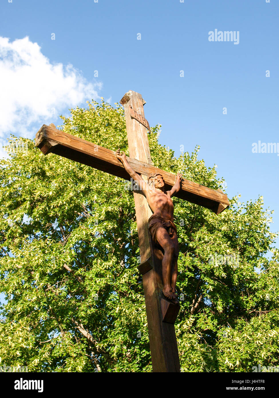 France: Cross with Christ in the public park Stock Photo - Alamy
