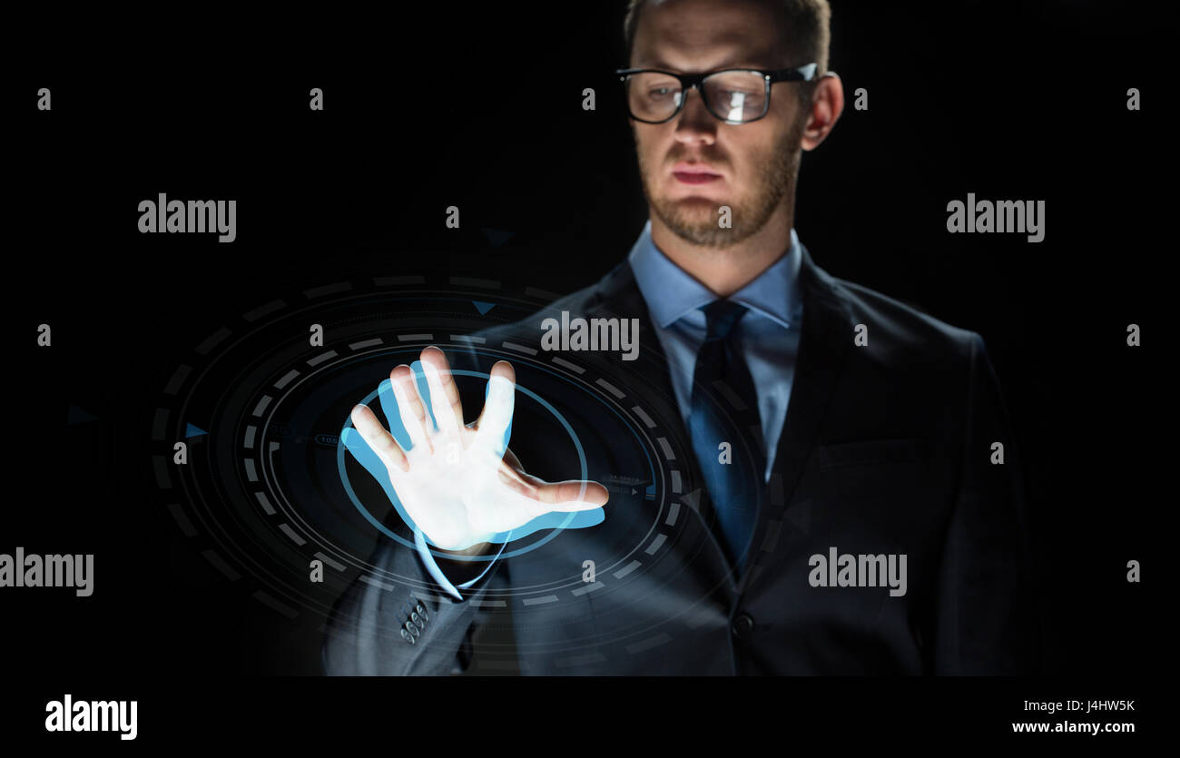 businessman touching virtual screen projection Stock Photo - Alamy businessman touching virtual screen projection Stock Photo - Alamy