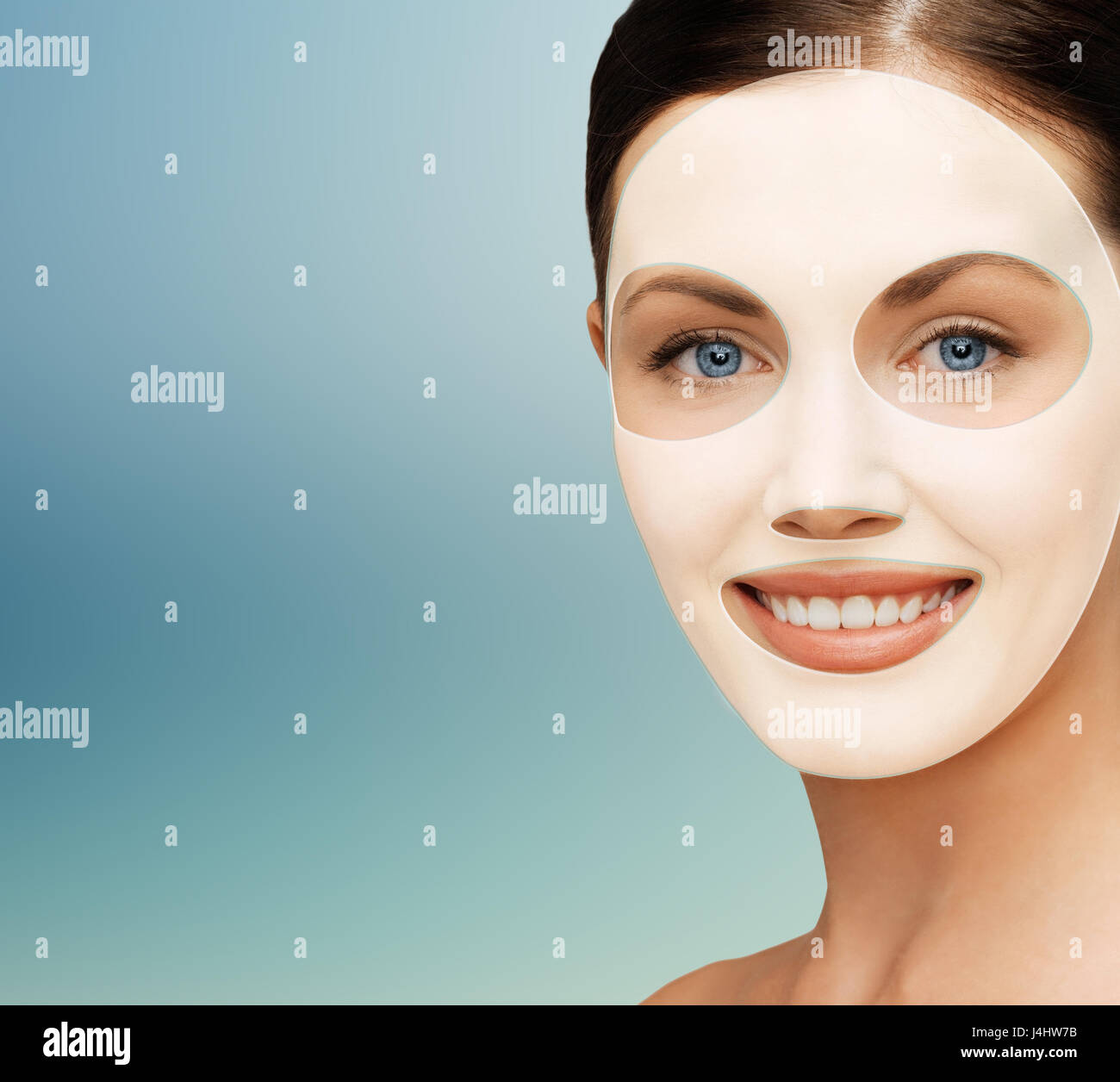 close up of woman with collagen facial mask Stock Photo - Alamy