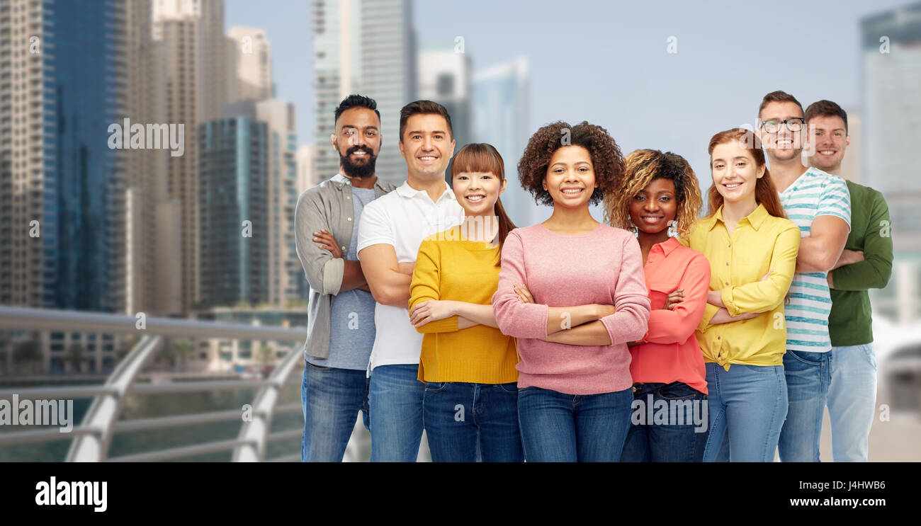 international group of happy people in dubai Stock Photo - Alamy