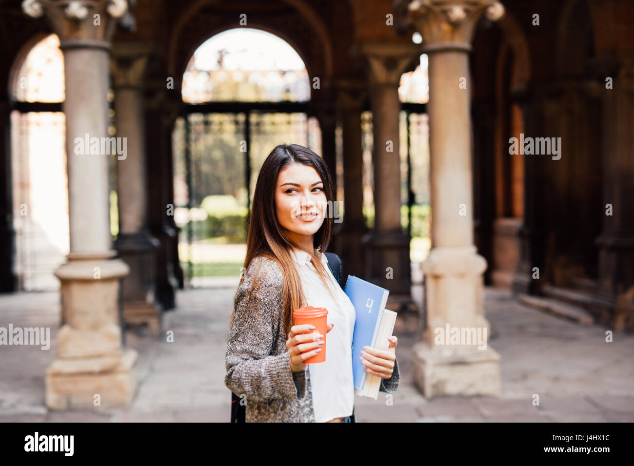 Smart intelligent grad student glasses confident happy at university ...