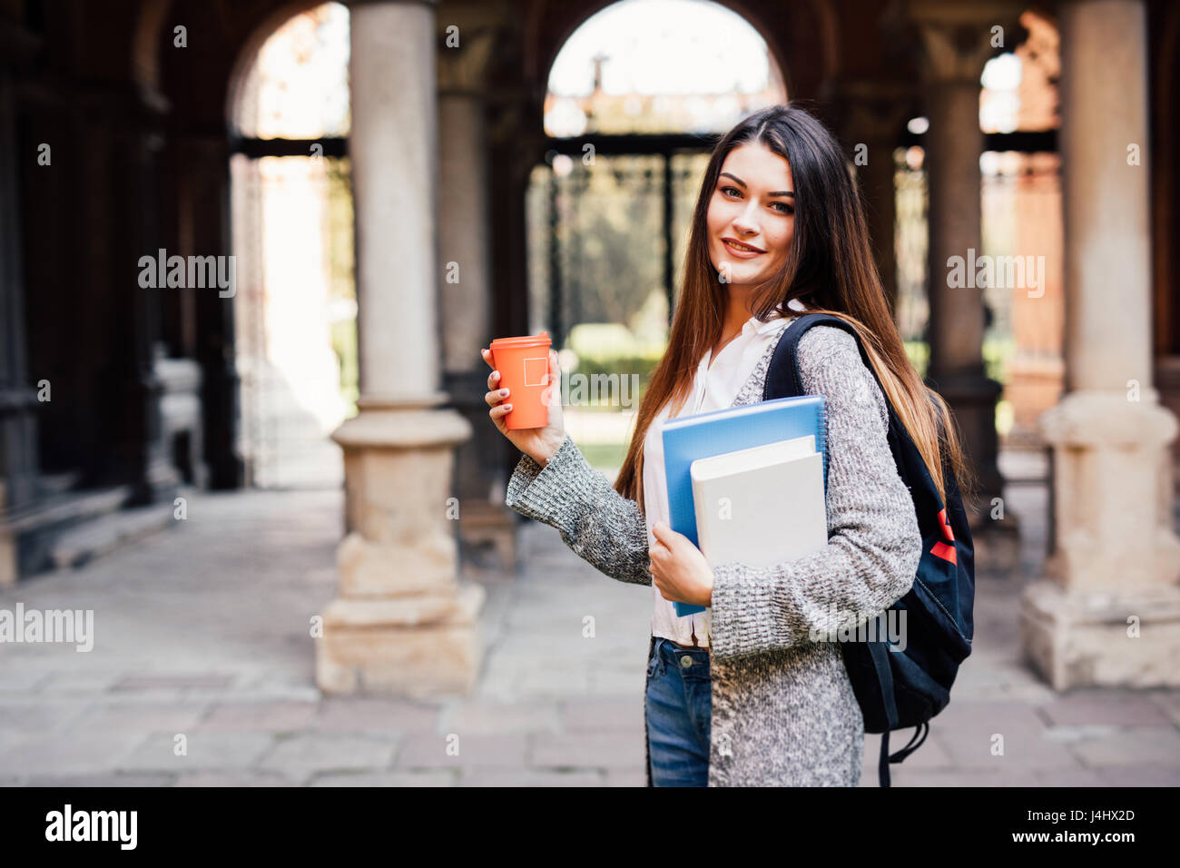 Smart intelligent grad student glasses confident happy at university ...