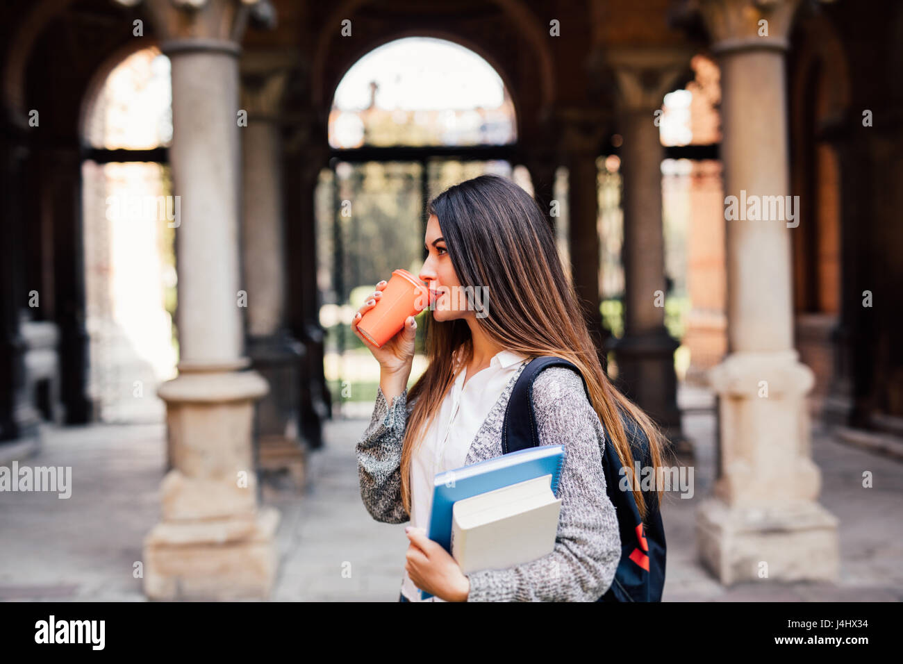 Smart intelligent grad student glasses confident happy at university ...