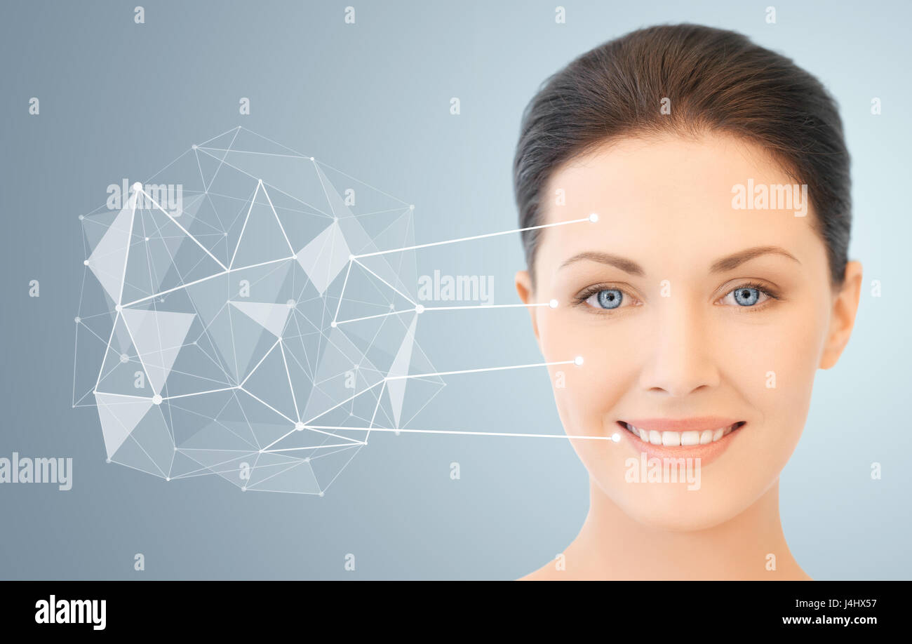 Woman face low poly projection hi-res stock photography and images - Alamy