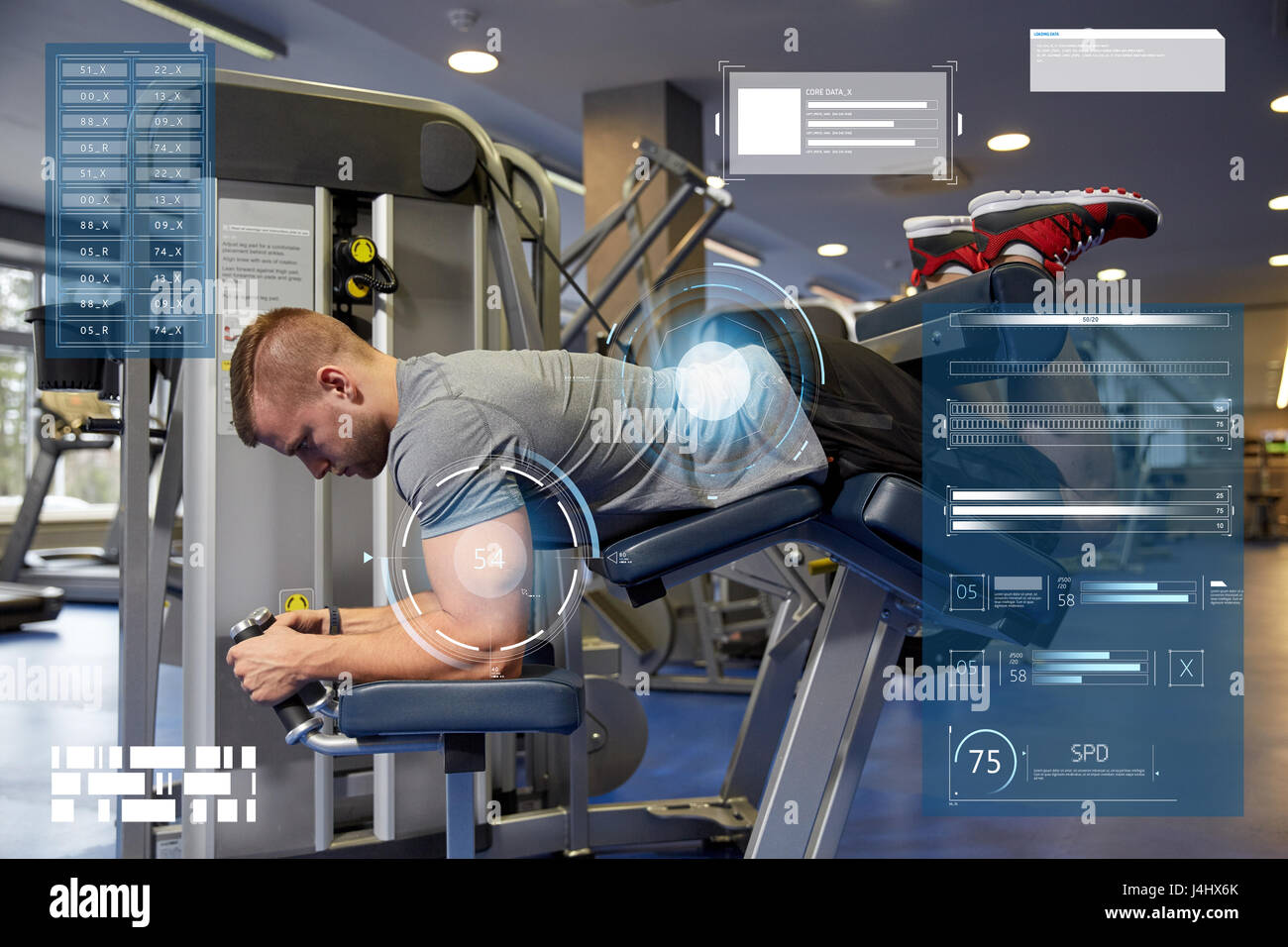 Male bodybuilder flexing muscles side hi-res stock photography and ...