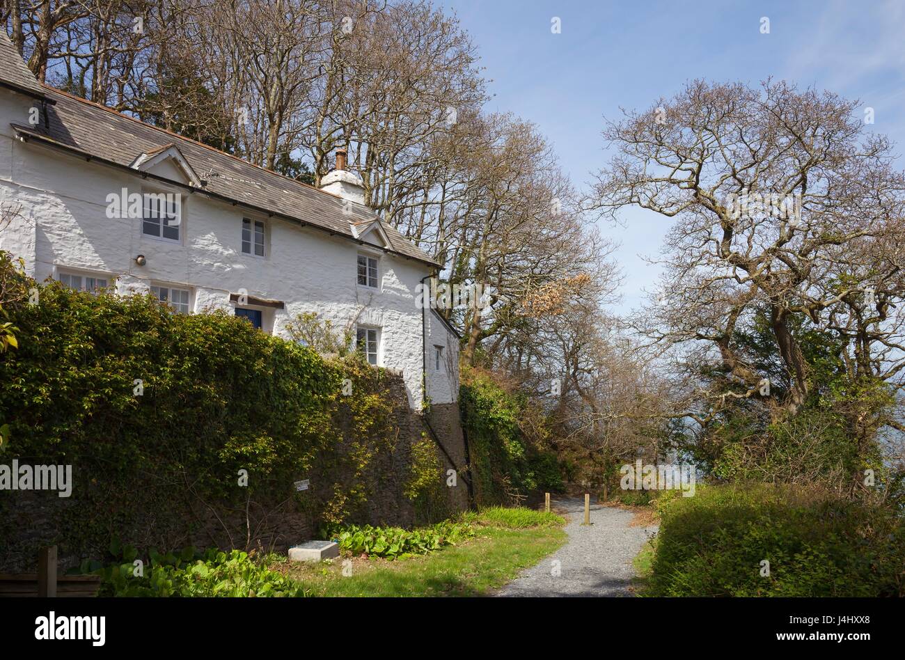 White-washed, stone cottage at Woody Bay near Lynton and Lynmouth ...