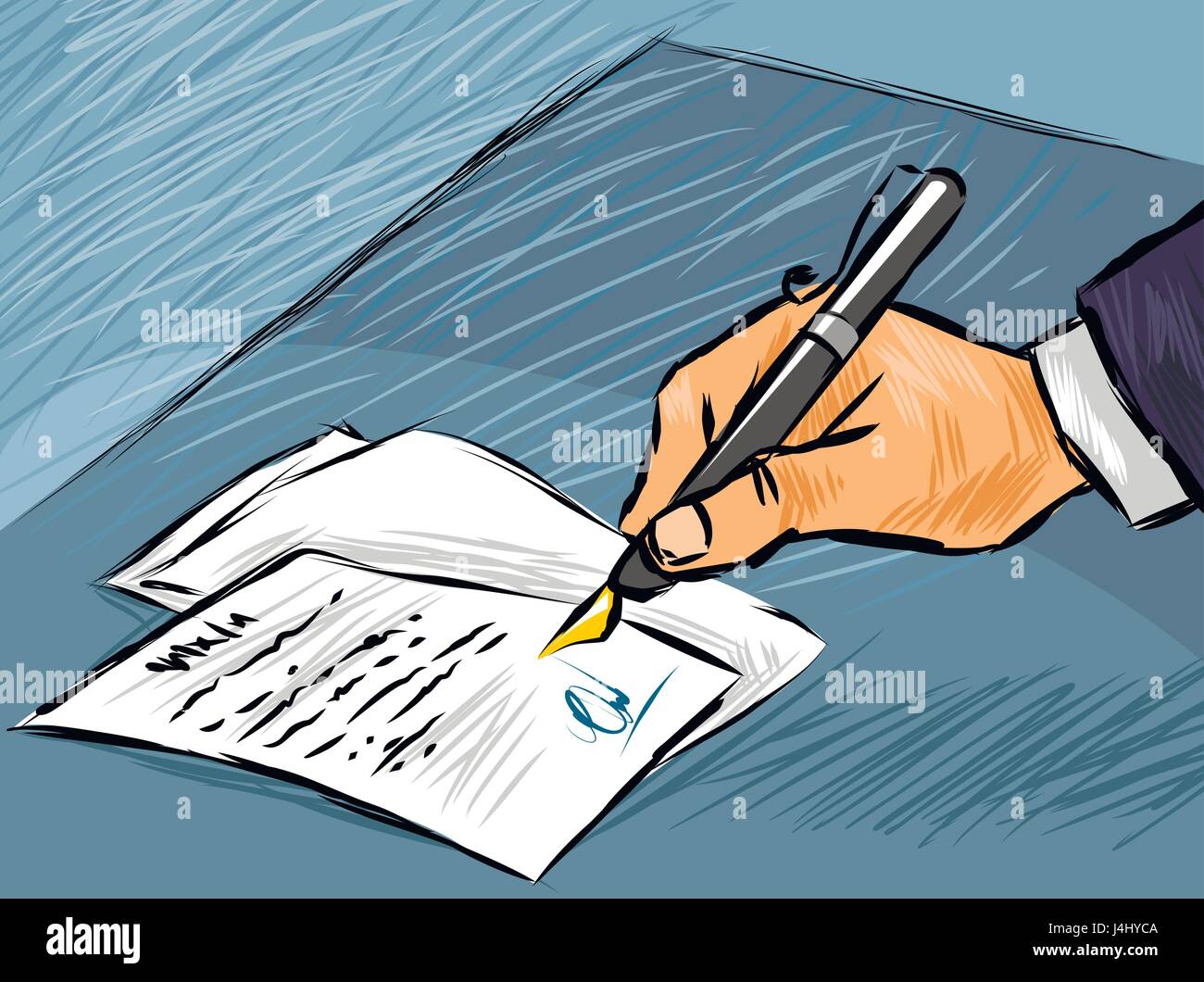 Vector illustration of businessman signing act Stock Vector Image & Art ...