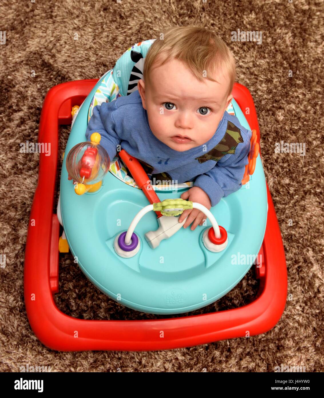 Baby boy learning to walk hi-res stock photography and images - Alamy